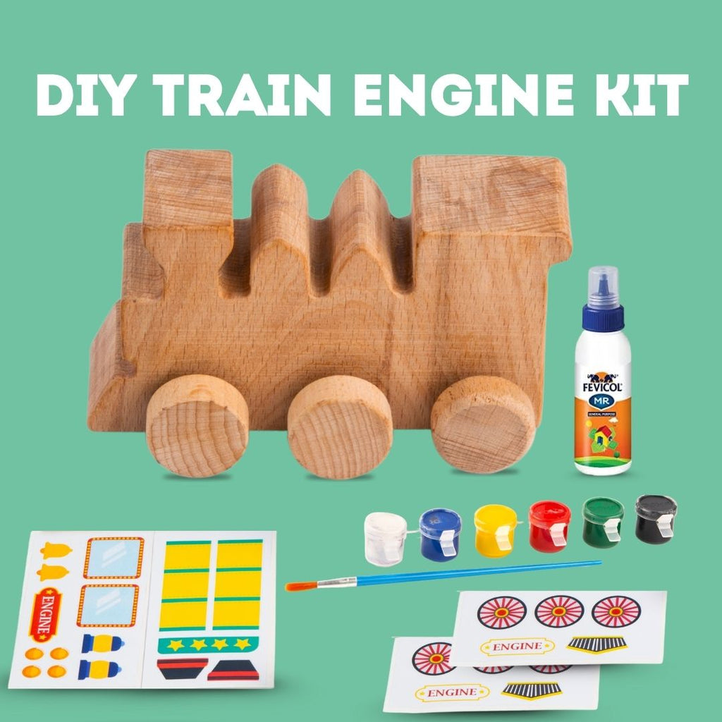 Cots and Cuddles Wooden Diy Train Engine Kit for Kids Age 3+