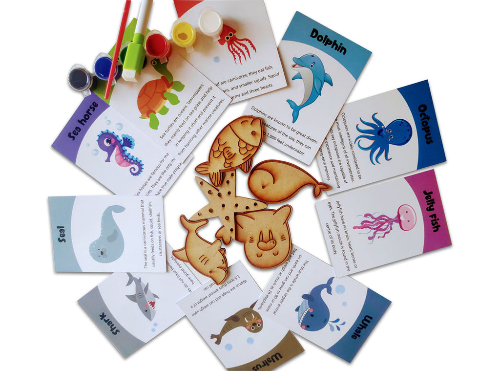 Sea Animals Flashcards with Wooden Cutout Activity – Cots and Cuddles