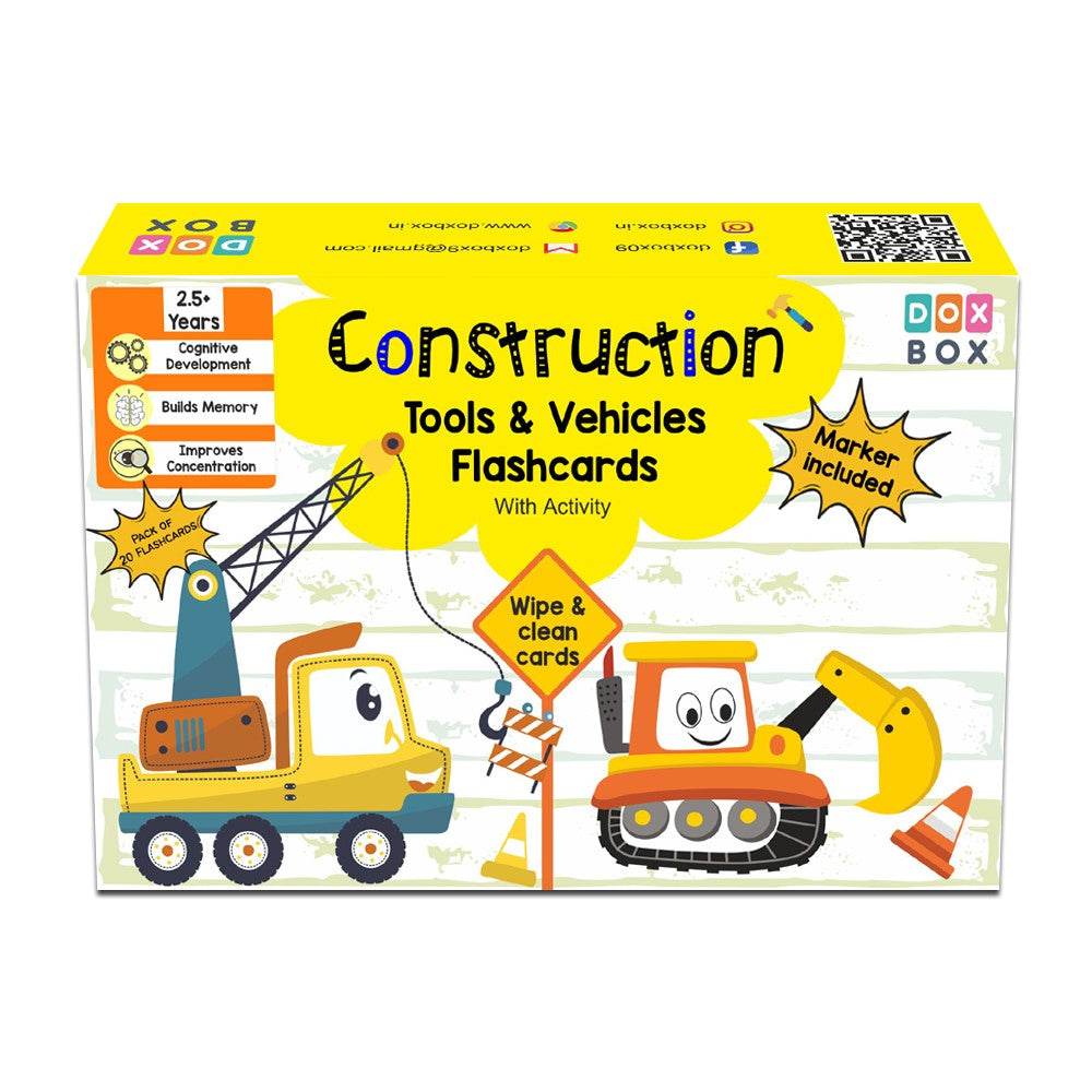Construction Tools and Vehicles Flash Cards