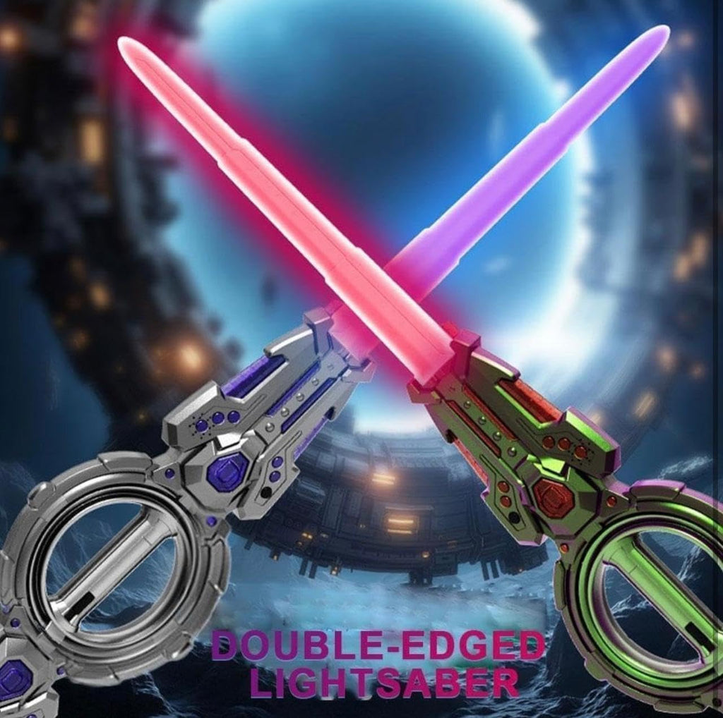 360° Rotating LED Battle Sword–Double-Edged 7 Color Rotating Light Sab ...