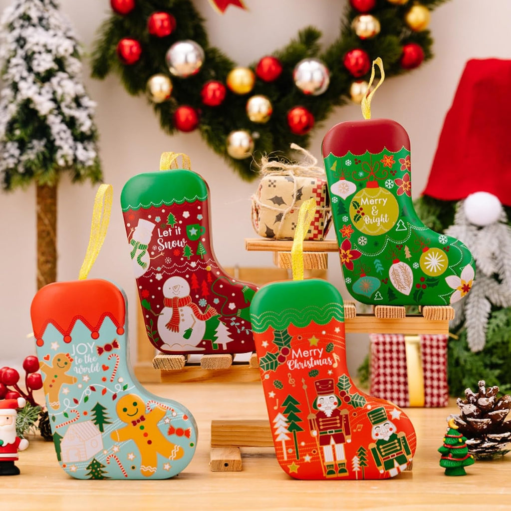 Christmas Themed Stocking Shape Metal Tin (Random) (1 pc) – Cots and ...