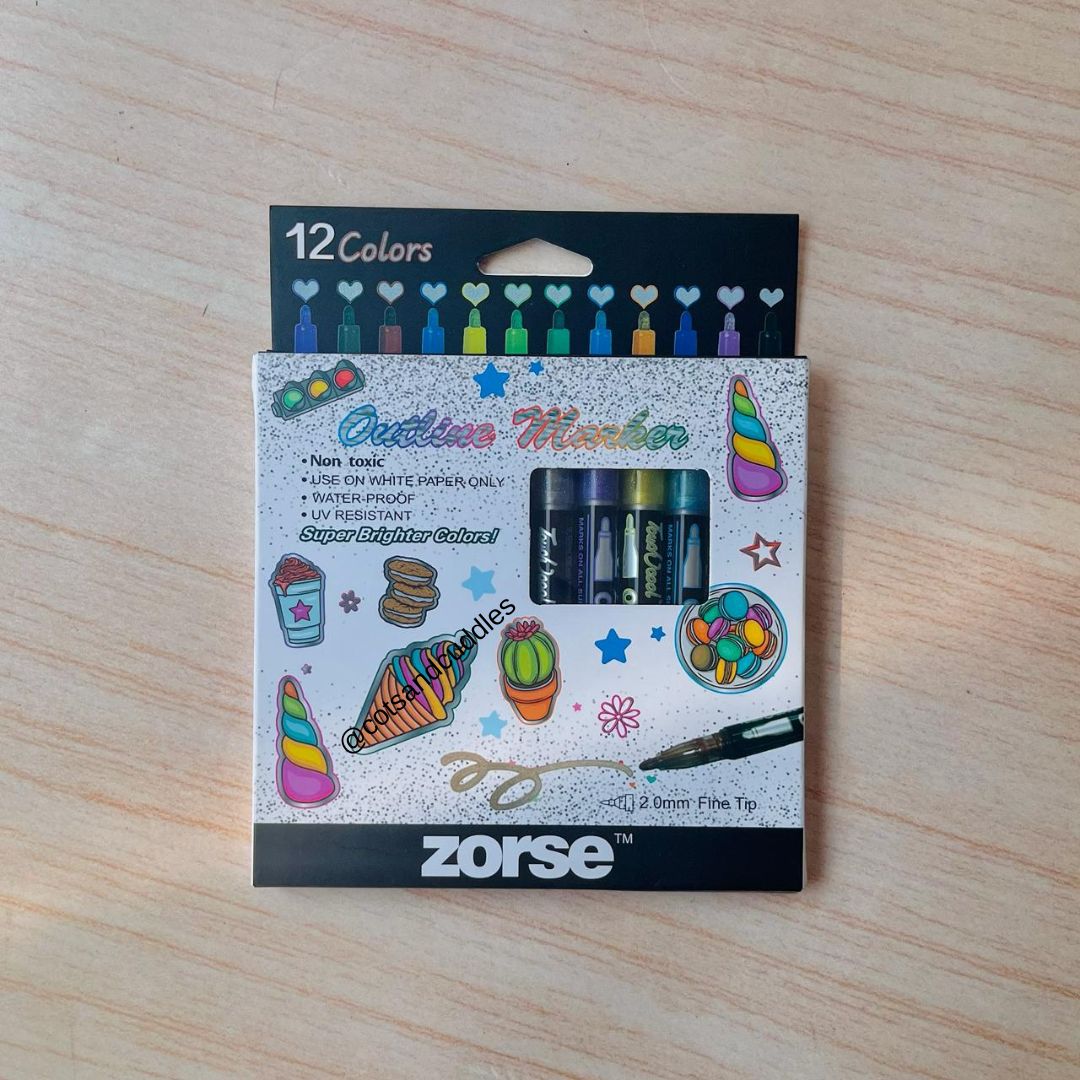 12 Color Outline Markers for Vibrant Creativity