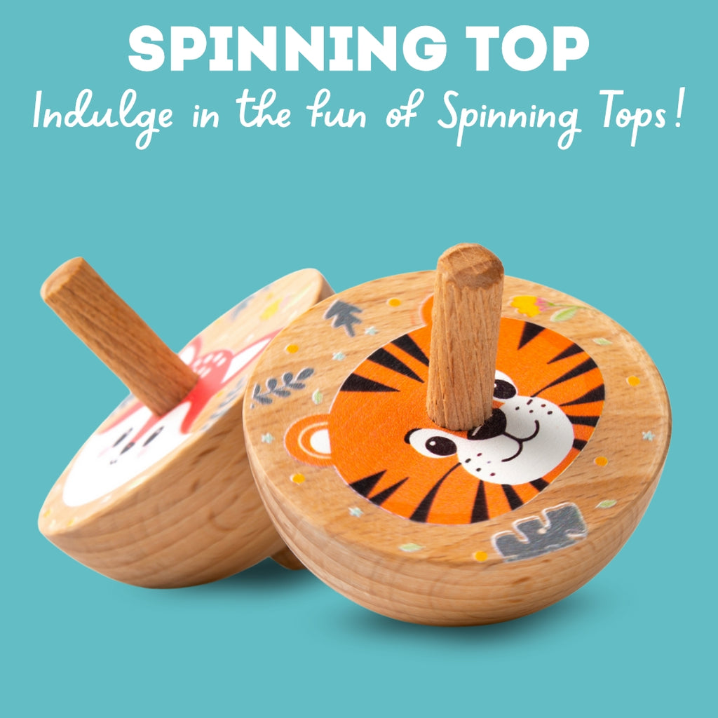 Cots and Cuddles Wooden Spinning Top Toy for Kids