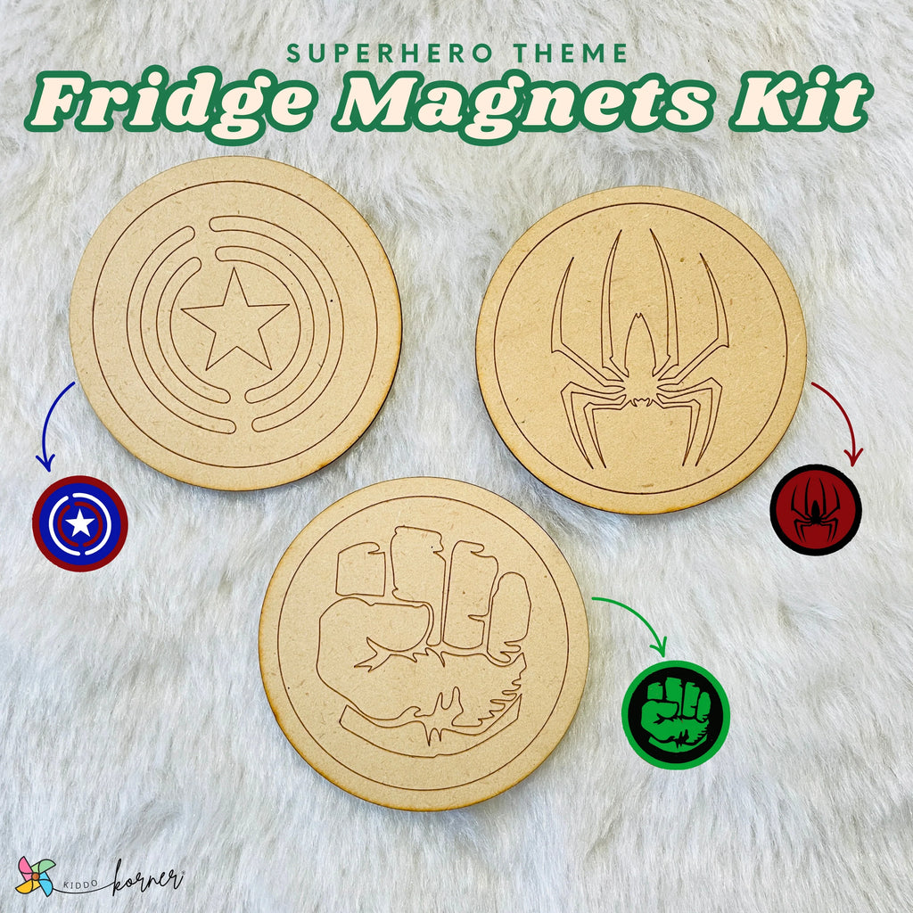 Superhero Fridge Magnets Art Kit (Pack of 3 Design) – Cots and Cuddles