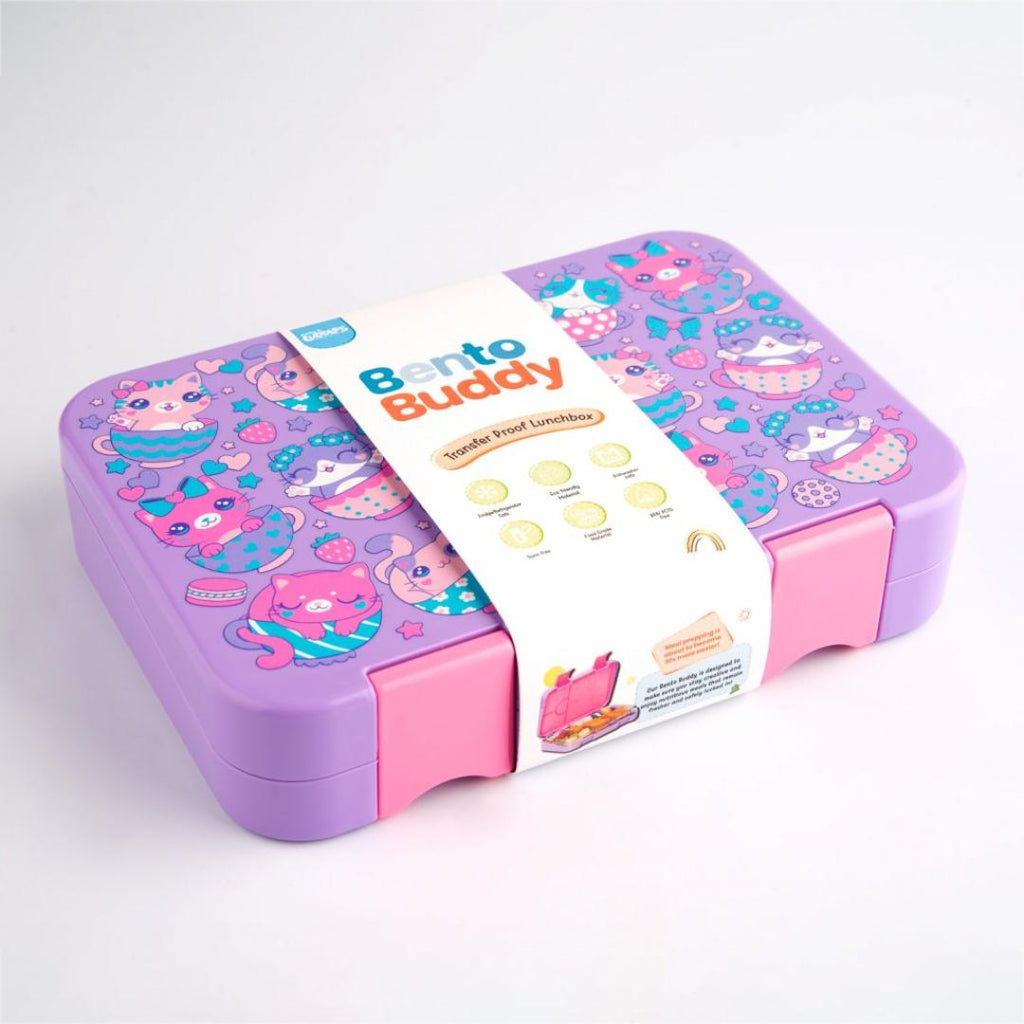 Bento Buddy Transfer Proof 4 Compartment Lunch Box 750ml (Kitty) – Cots ...