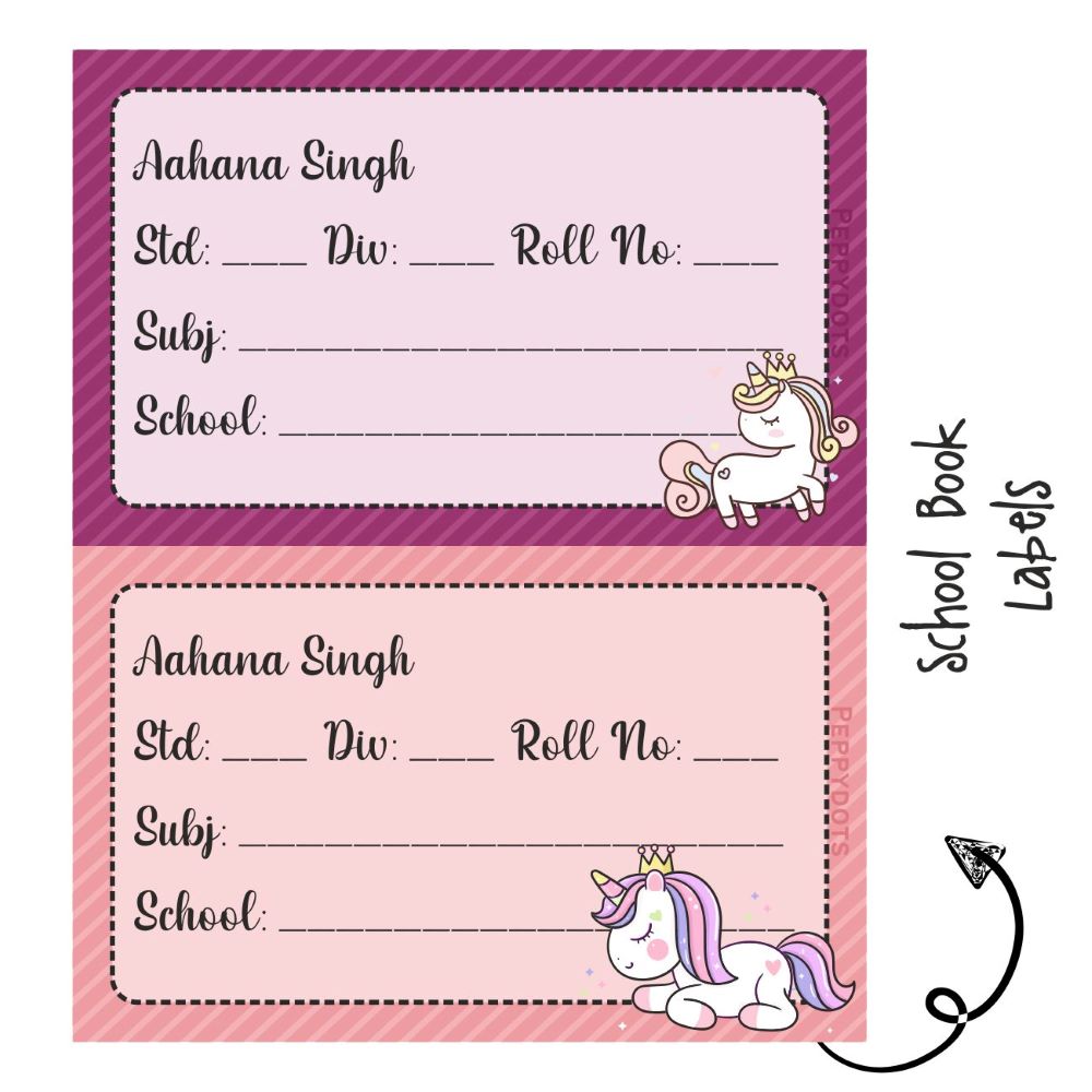 School Book Labels - Cute Unicorn - Pack of 36 labels - PREPAID ONLY ...