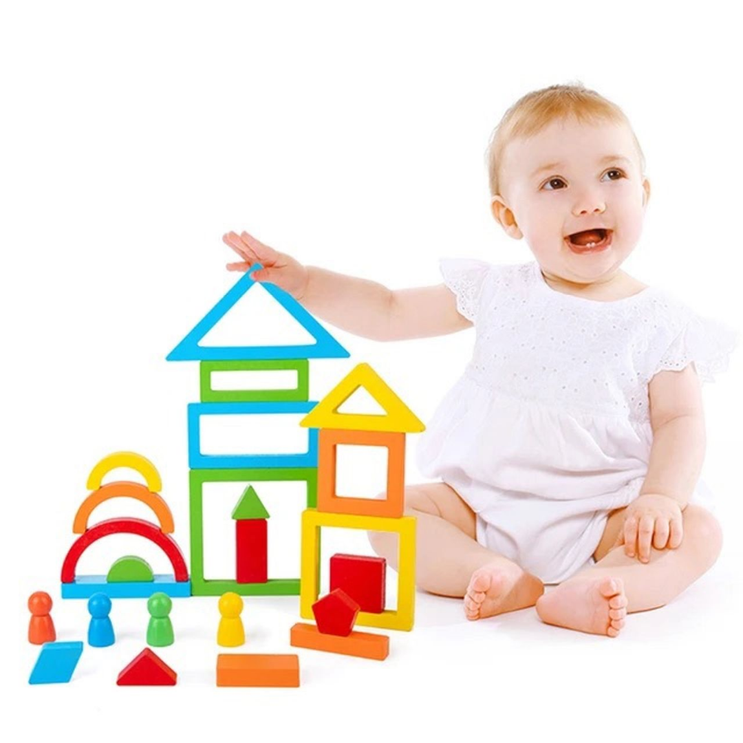 Wooden Geometric Building Blocks Puzzle for Kids