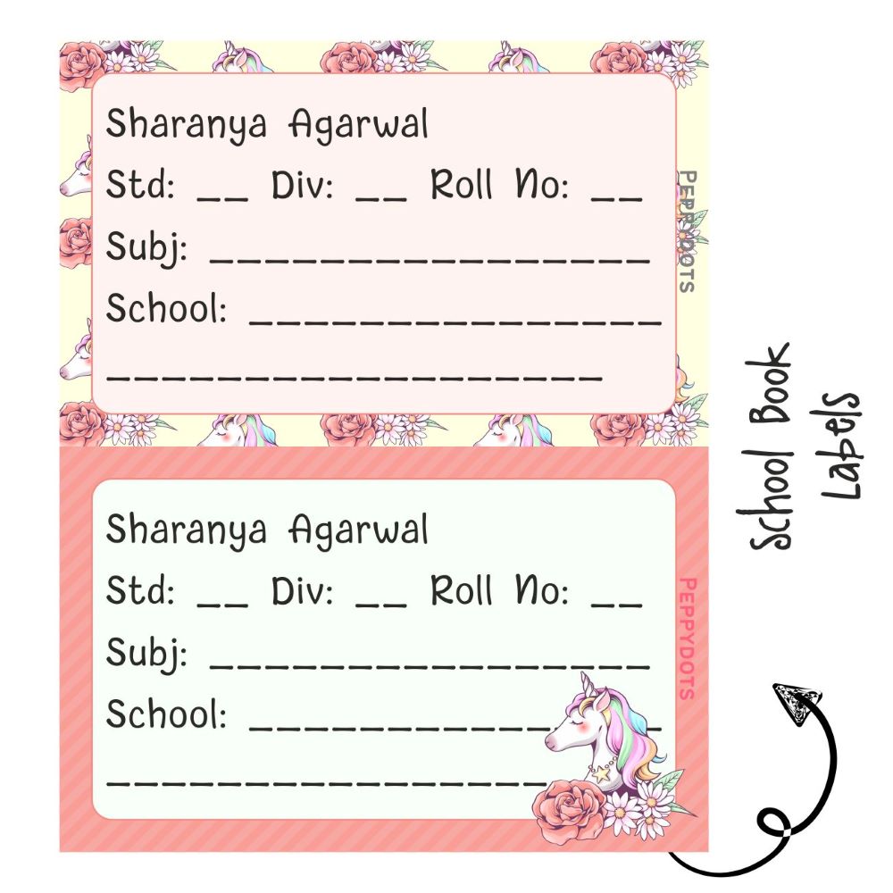 School Book Labels - Pink Unicorn - Pack of 36 labels PREPAID ONLY ...