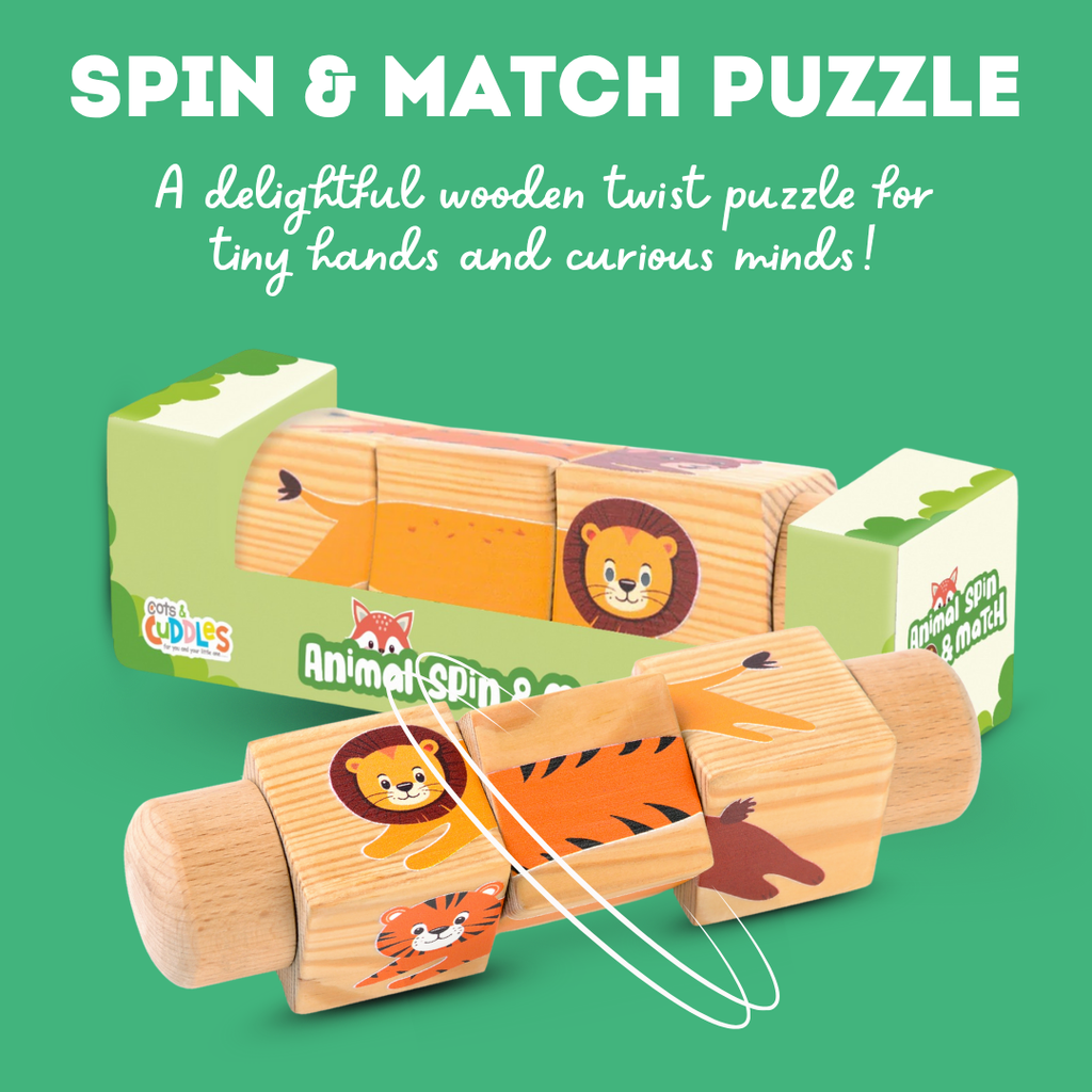 Cots and Cuddles Wooden Animal Rotate & Match Puzzle