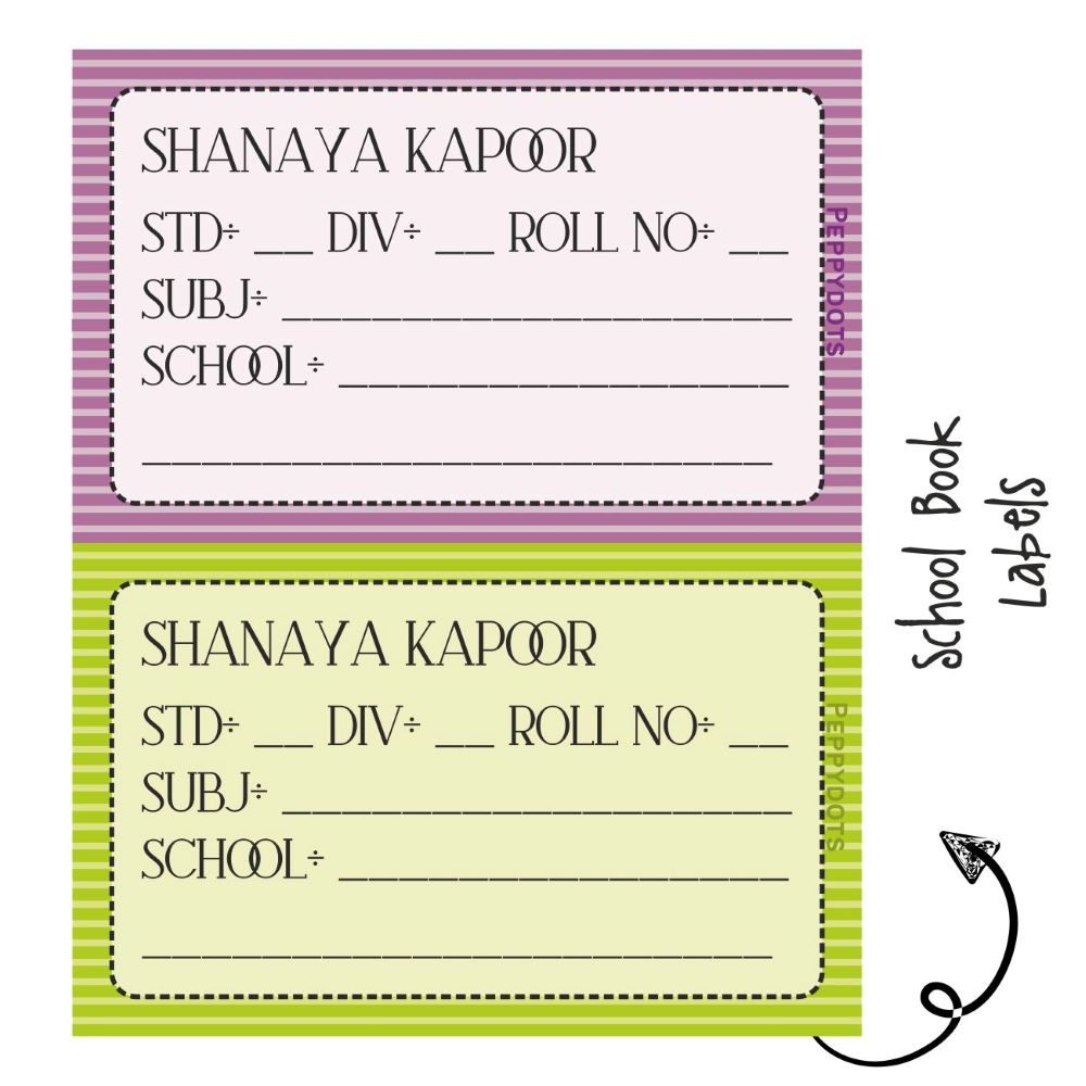 School Book Labels - STRIPES - Pack of 36 labels - PREPAID ONLY – Cots ...