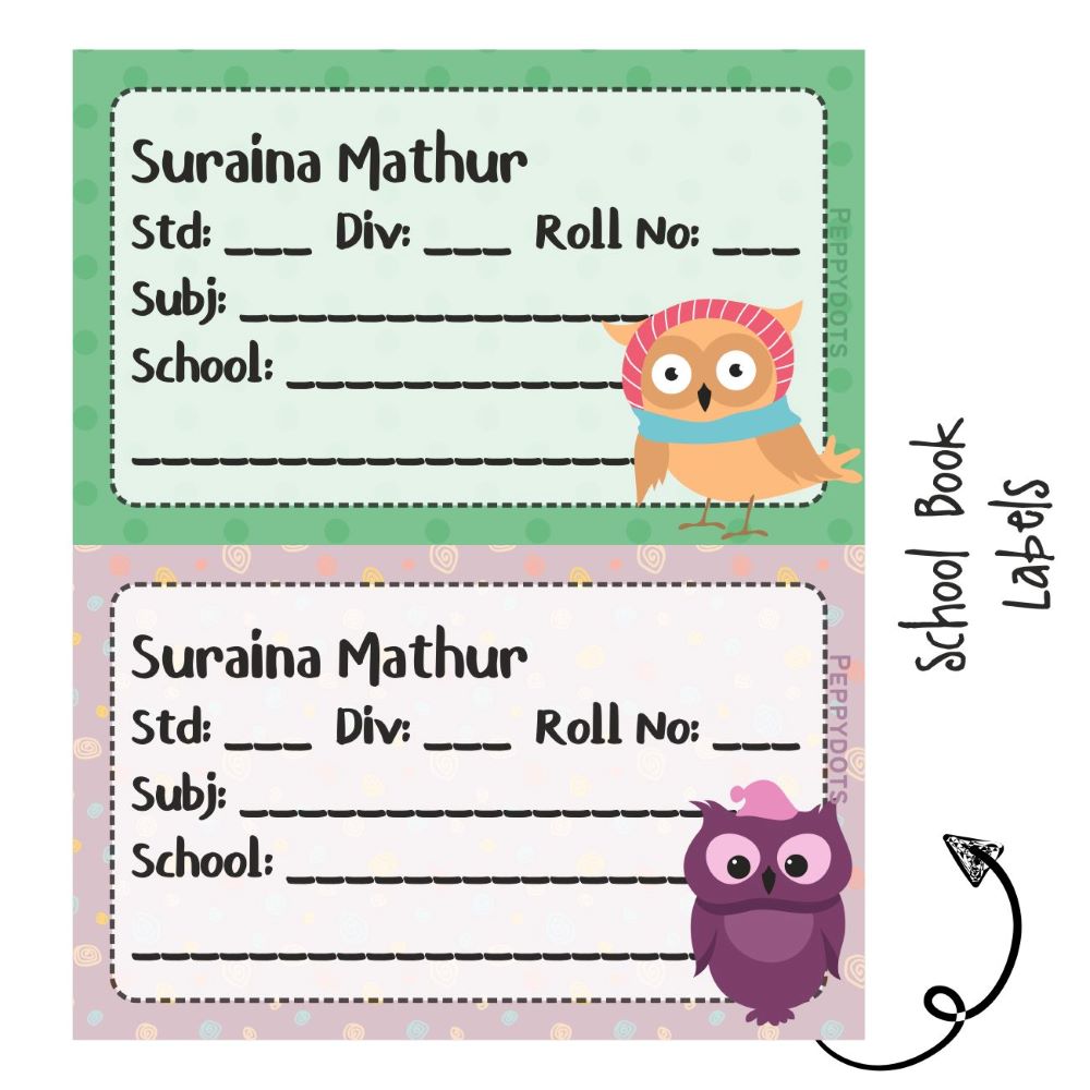 School Book Labels - Sweet Owl - Pack of 36 labels - PREPAID ONLY ...