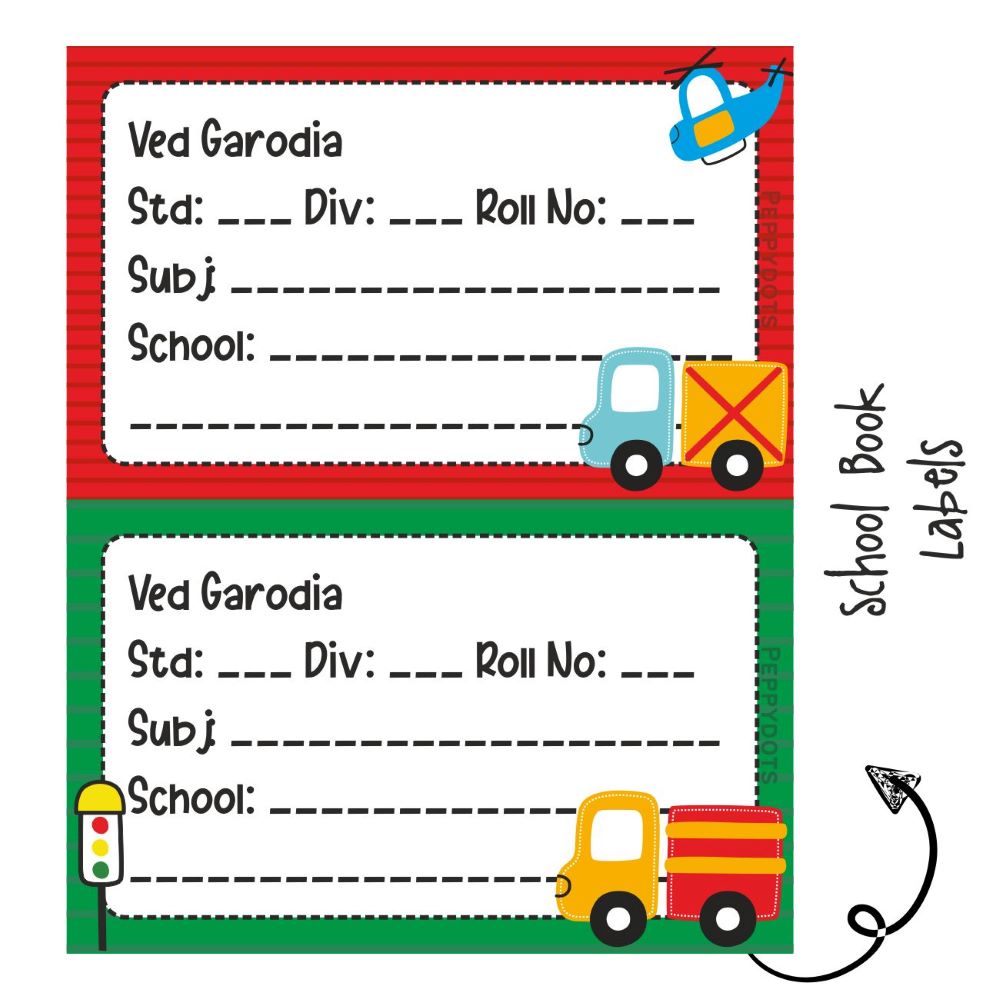 School Book Labels - Transport - Pack of 36 labels PREPAID ONLY – Cots ...